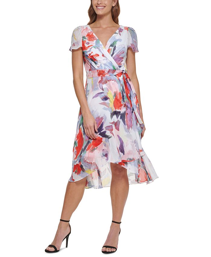 DKNY Printed Faux-Wrap Dress - Macy's