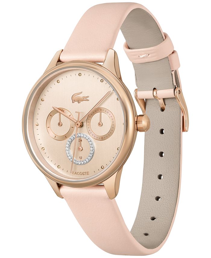 Lacoste Women's Birdie Pink Leather Strap Watch 36mm - Macy's