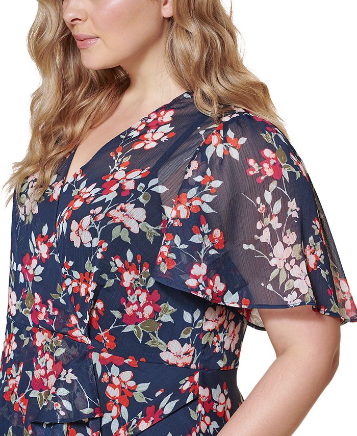 Calvin Klein Plus Size Printed Faux-Wrap Dress - Macy's
