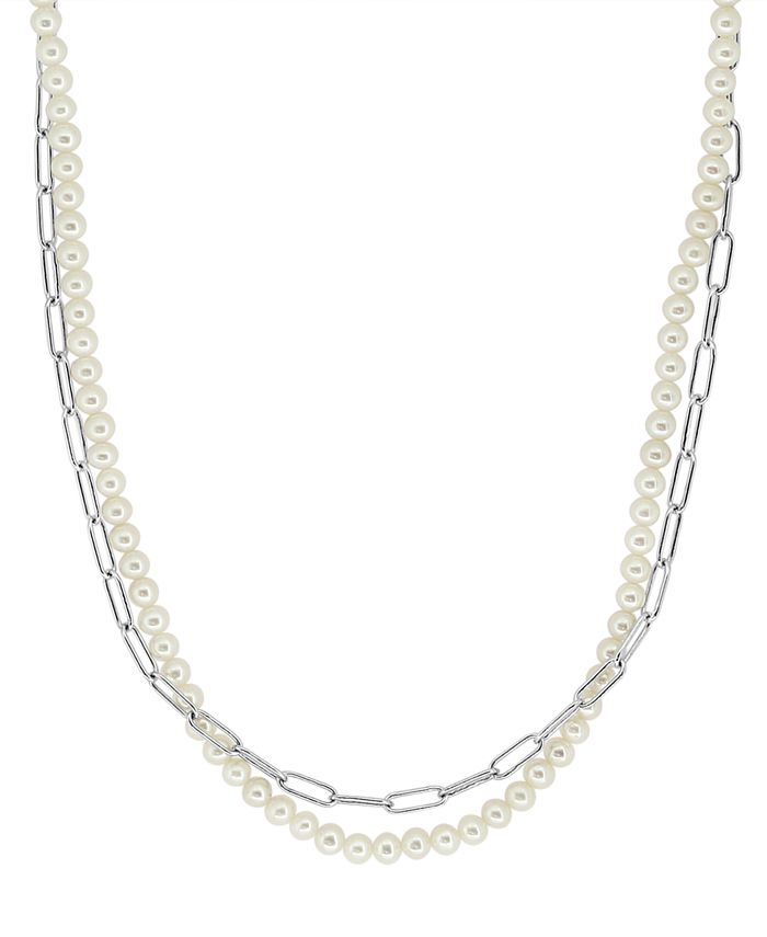 Effy Collection Effy® Cultured Freshwater Pearl 6mm And Paperclip 18
