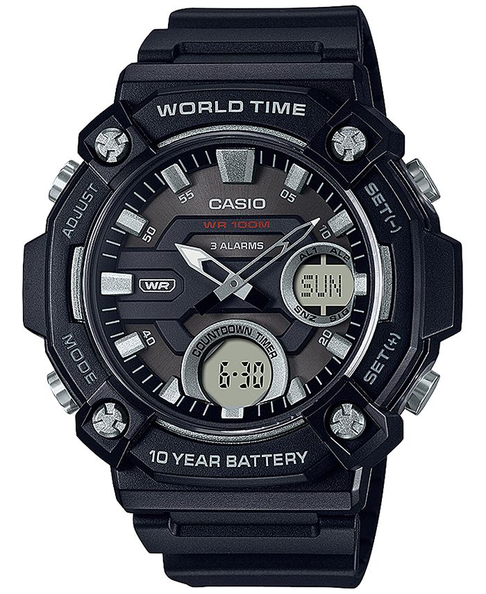 Casio Men's Analog Digital Black Resin Strap Watch 48mm - Macy's