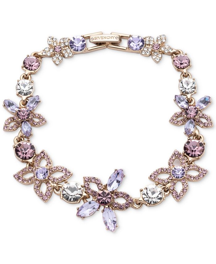 Givenchy Gold-Tone Multi-Crystal Flower Flex Bracelet - Macy's