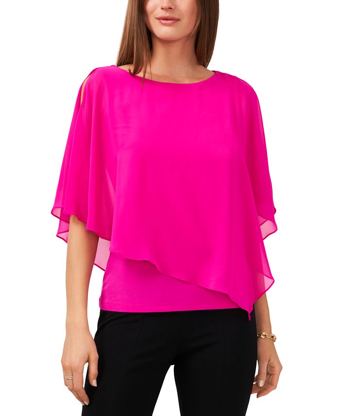 MSK Petite Asymmetrical-Overlay Top - Macy's