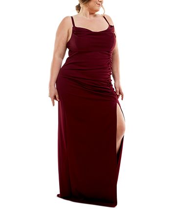 Emerald Sundae Trendy Plus Size Cowlneck Side-Ruched Maxi Dress ...