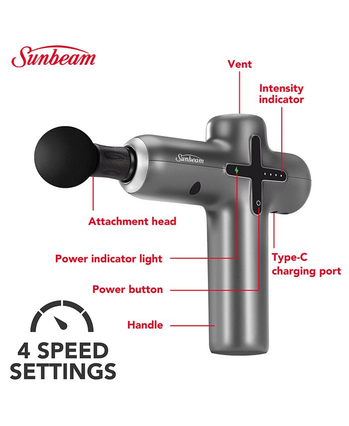 Sunbeam 16976 Compact Percussive Massager with Attachments - Macy's