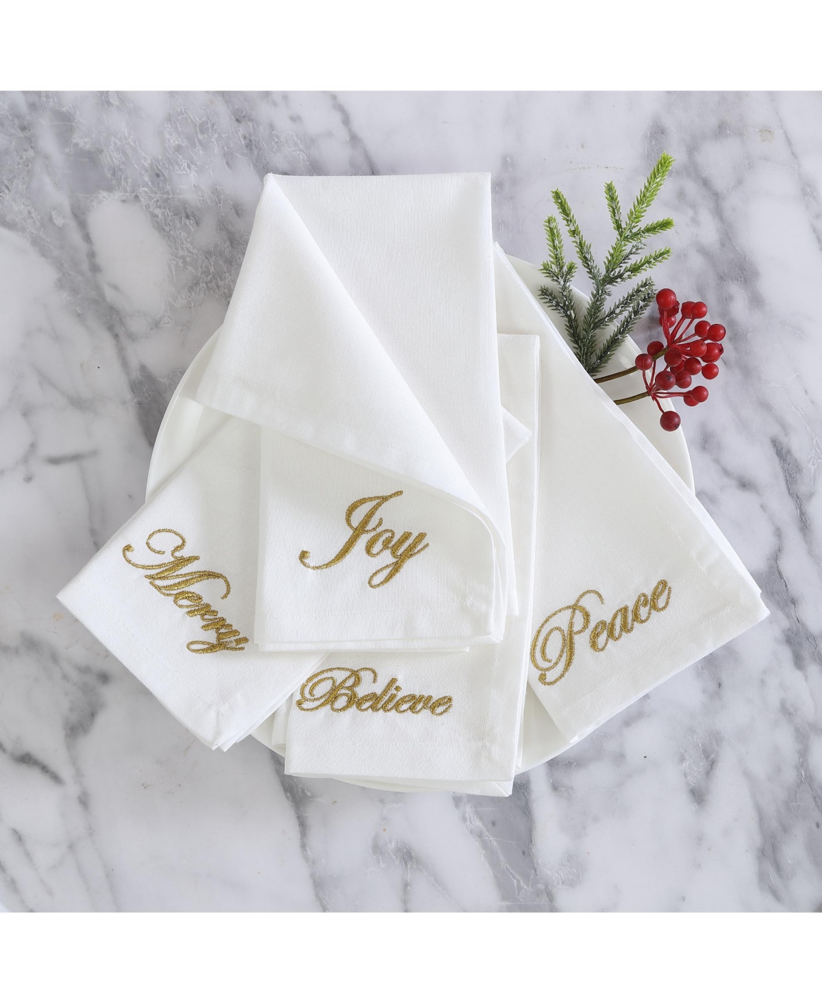Click here for Elrene Holiday Sentiments Napkins  Set of 4 - Ivor... prices