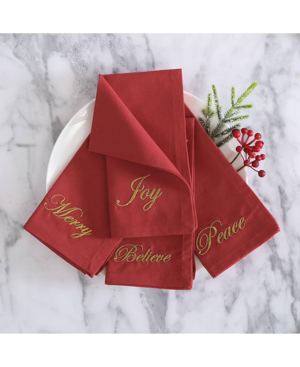 Click here for Elrene Holiday Sentiments Napkins  Set of 4 - Red prices