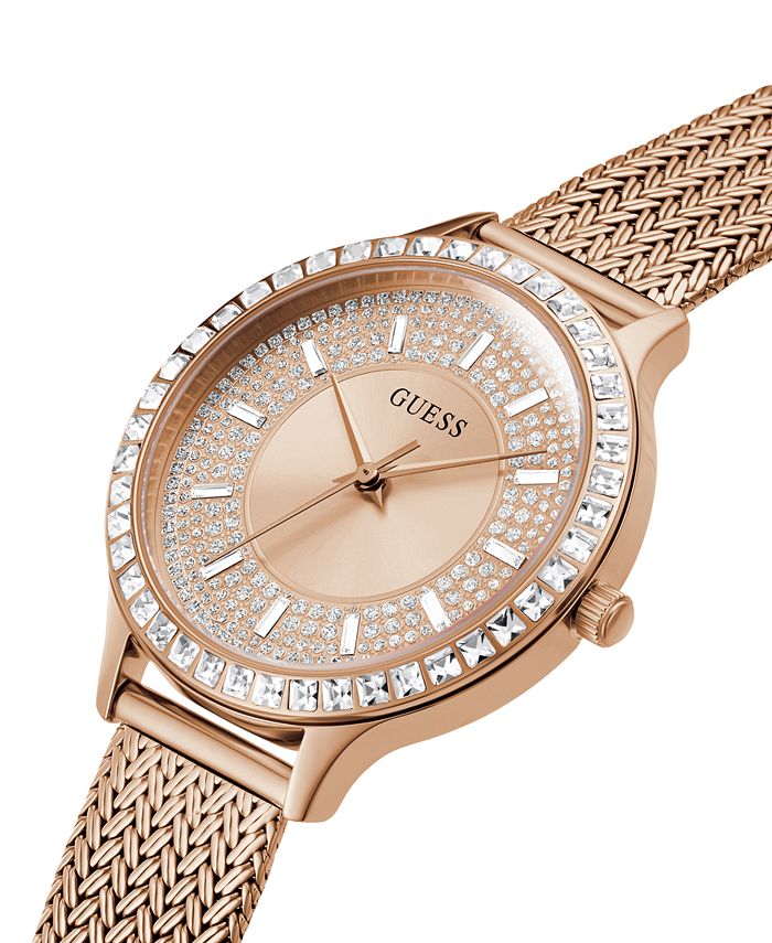 GUESS Women's Rose Gold-Tone Stainless Steel Mesh Bracelet Watch 38mm ...