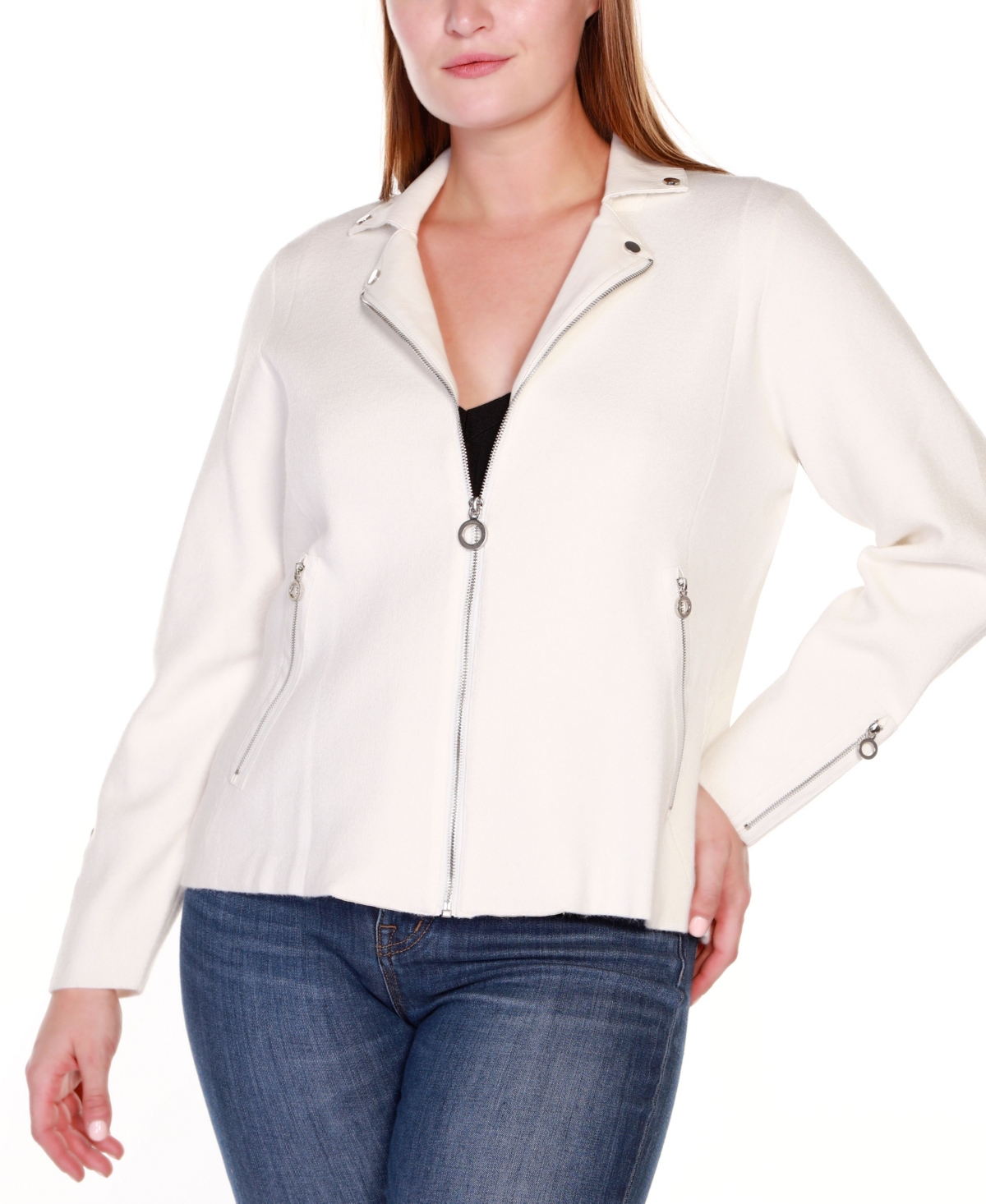 Belldini Plus Moto Sweater Jacket | Smart Closet