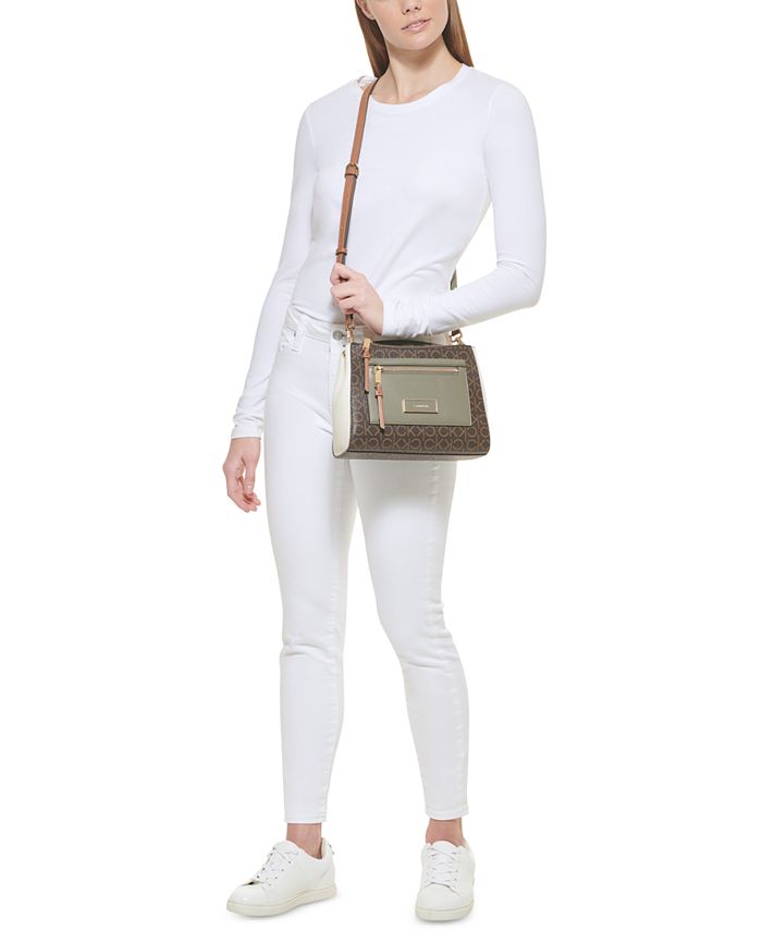 Calvin Klein Hadley Signature Colorblocked Adjustable Crossbody - Macy's