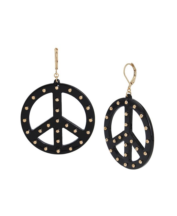 Betsey Johnson Women's Peace Sign Drop Earrings - Macy's