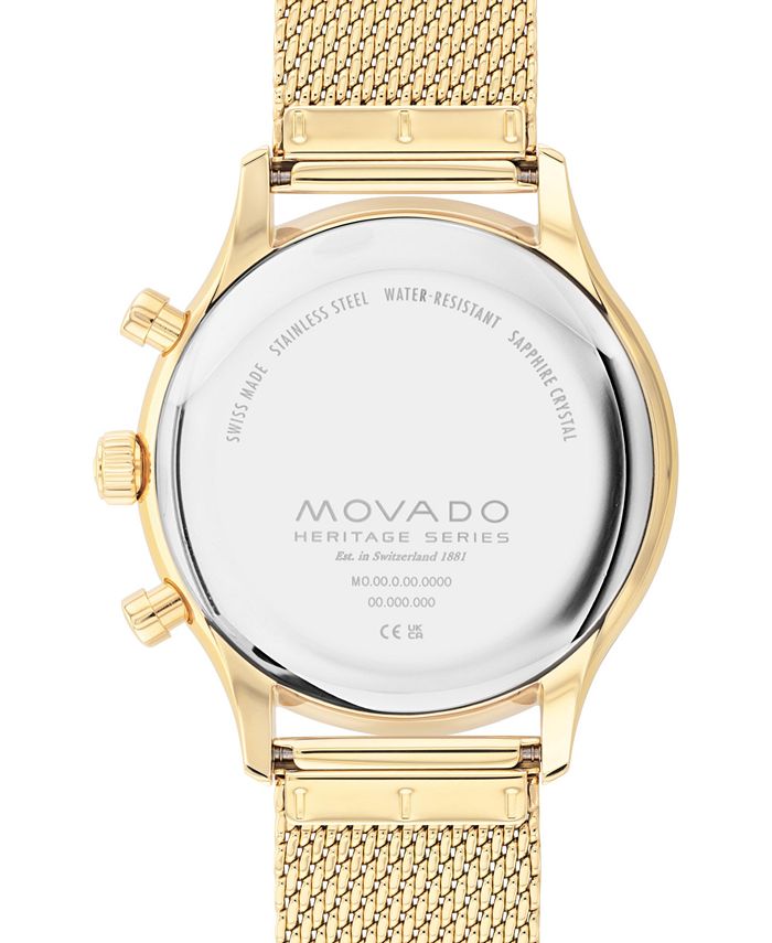 Movado Men's Swiss Chronograph Heritage Series Circa Gold Ion Plated ...