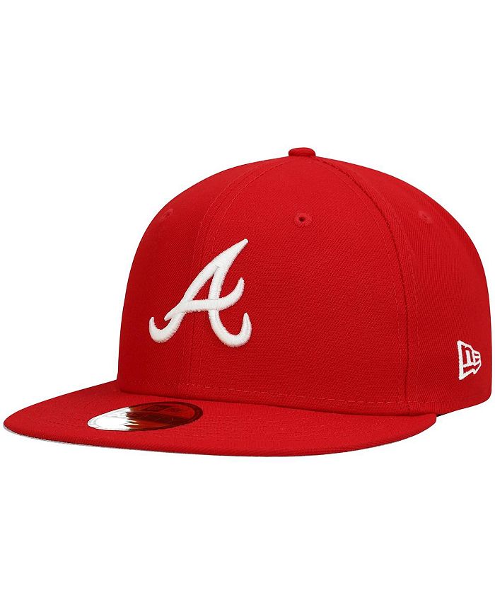 New Era Men's Red Atlanta Braves Logo White 59FIFTY Fitted Hat - Macy's