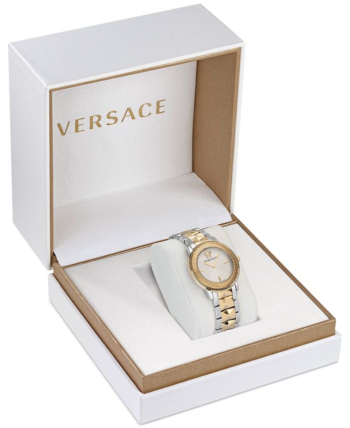 Versace Women's Swiss V-Tribute Two Tone Studded Stainless Steel ...