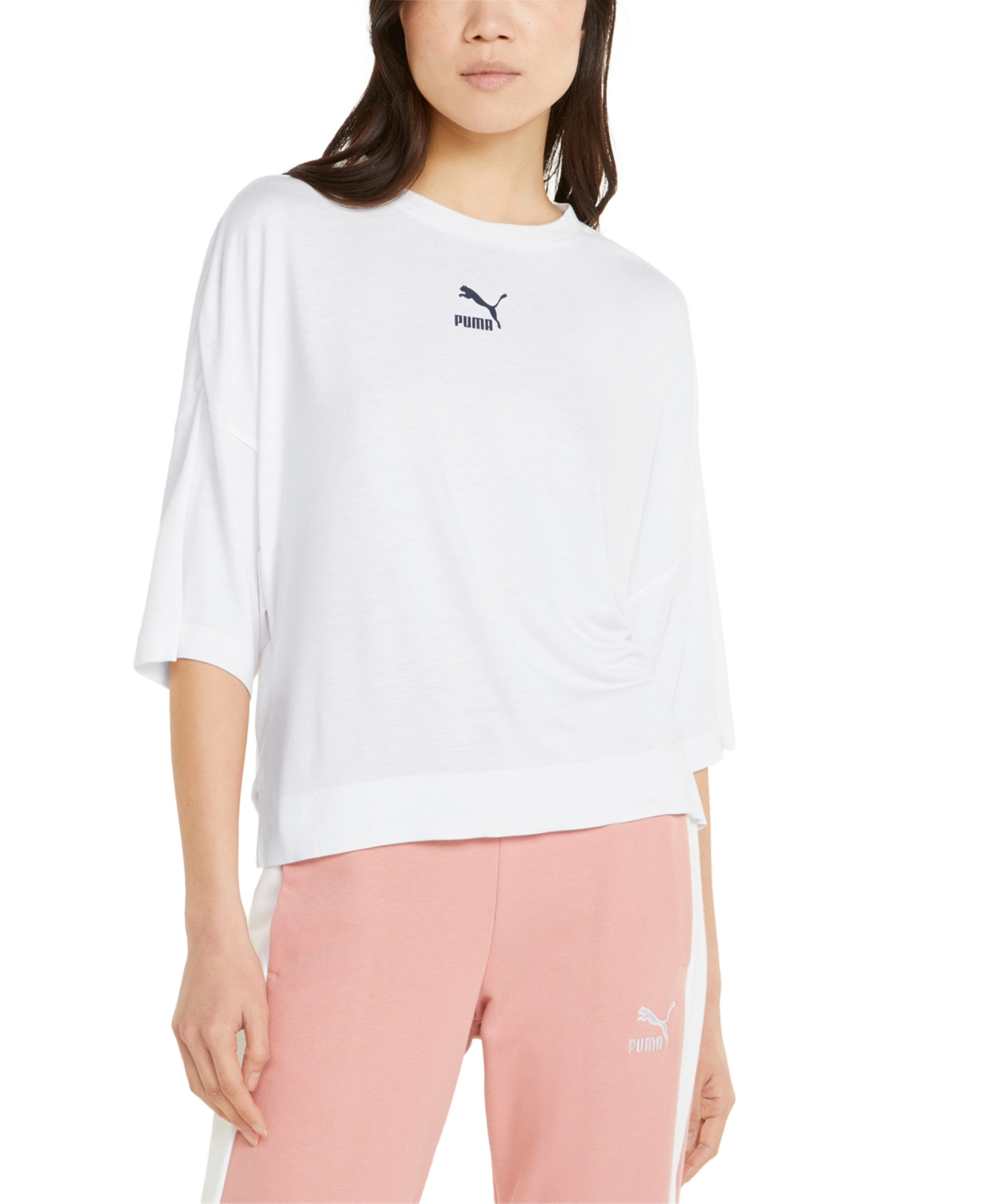 Puma Women's Classics Side-slit Oversized T-shirt In White | ModeSens