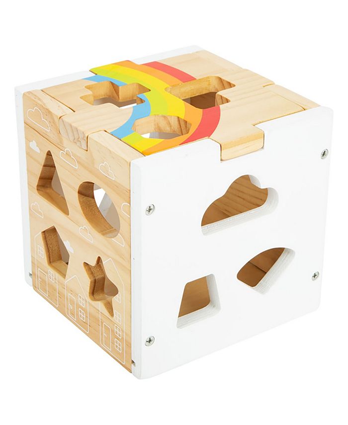 Flat River Group Small Foot Wooden Toys Rainbow Shape Sorter Cube Play ...