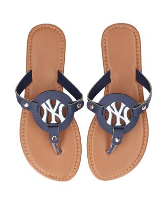 Women's New York Yankees Die-Cut Logo Flip Flops - Macy's