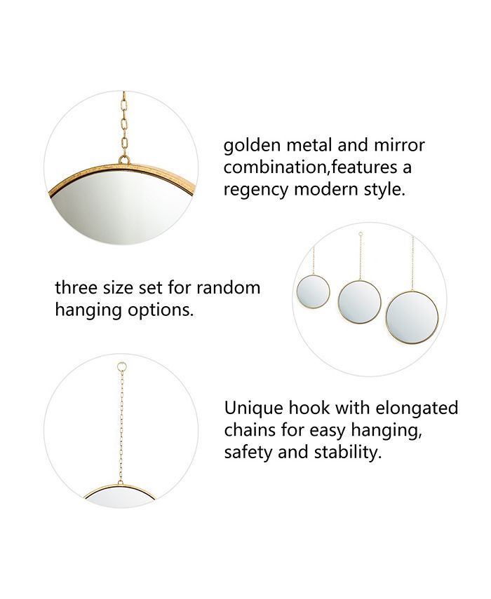 Glitzhome Regency Modern Metal Chains Hanging Mirrors Set, 3 Piece - Macy's