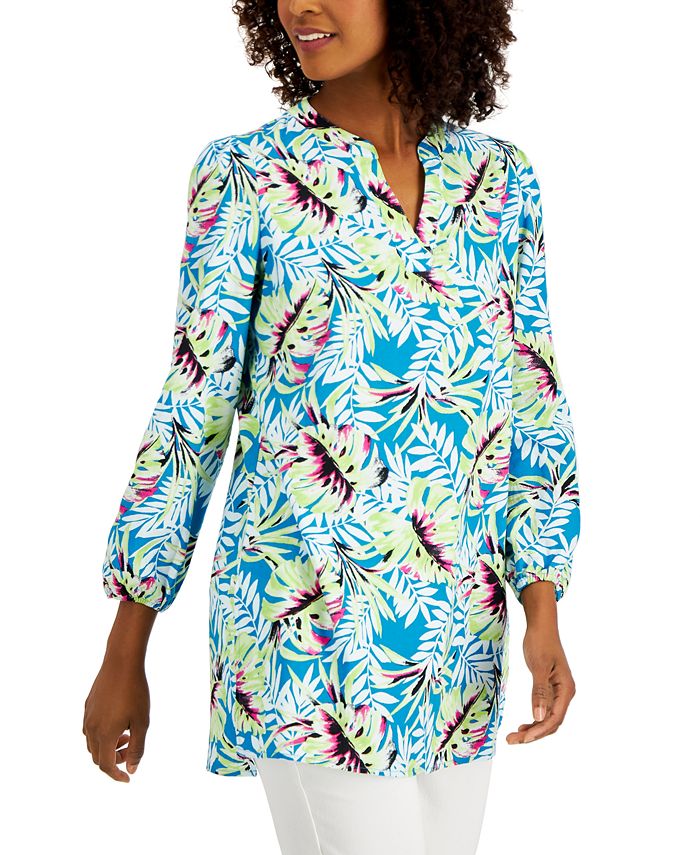 Anne Klein Women's Printed Split-Neckline Tunic - Macy's