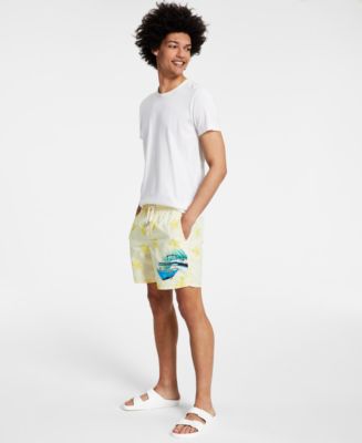 GUESS Men's Woven Painting Swim Trunks - Macy's