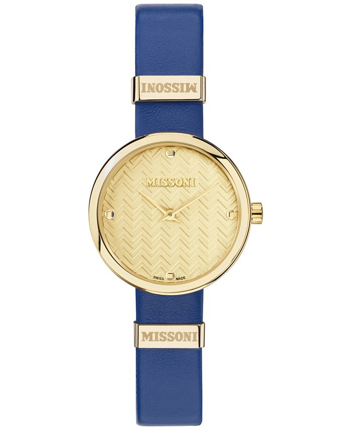 Missoni Women's Swiss M1 Blue Leather Strap Watch 29mm Set - Macy's