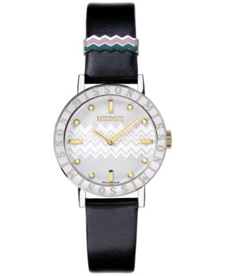 Missoni Women's Swiss M2 Black Leather Strap Watch 35mm - Macy's