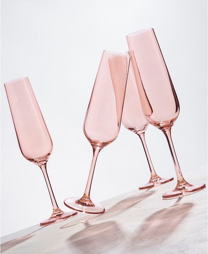 Godinger Sheer Coral Champagne Flutes, Set of 4 - Macy's