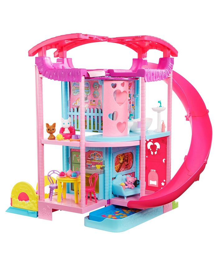 Barbie Chelsea Playhouse with Slide, Pool, Ball Pit, Pet Puppy & Kitten ...