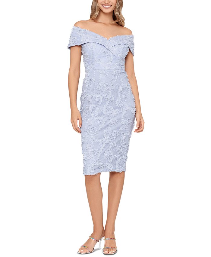 XSCAPE Off-The-Shoulder Lace Bodycon Dress - Macy's