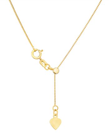 Macy's 14k Gold Necklace Adjustable 16-20" Box Chain (5/8mm) (Also in ...