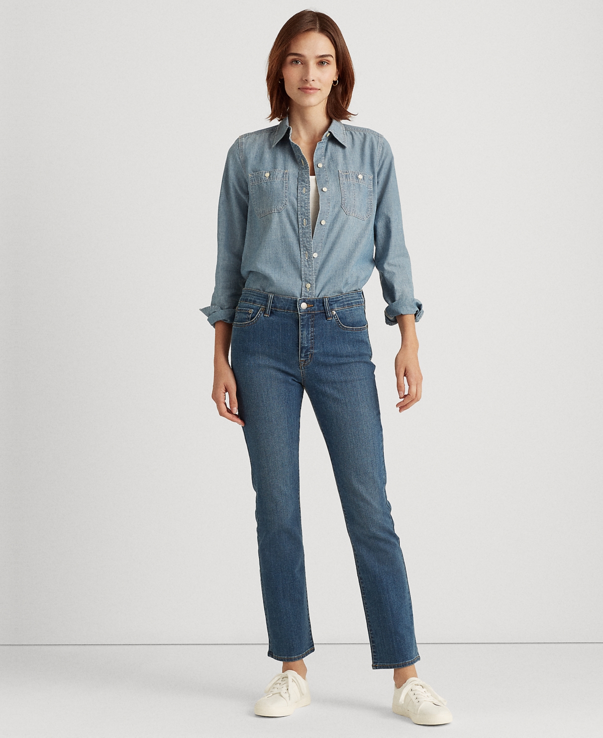 Click here for Lauren Ralph Lauren Petite Mid-Rise Straight Jean... prices