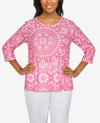 Petite Siesta Key Monotone Medallion Ruffle Top - Macy's
