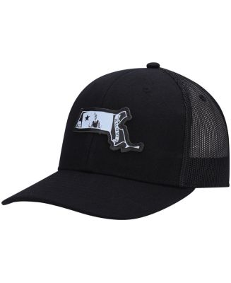 Men's Local Crowns Black Massachusetts Leather State Fill Trucker ...