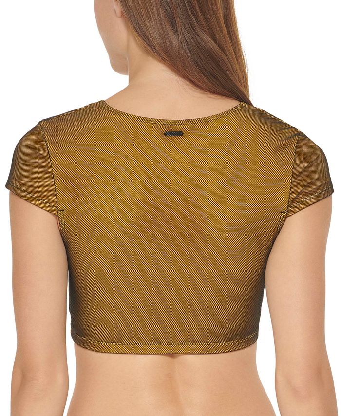 DKNY Women's Cropped Mesh Overlay Bikini Top - Macy's