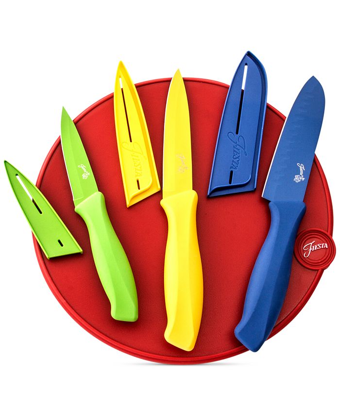 Fiesta 7-Piece Cutting Board & Colored Knives Set - Macy's