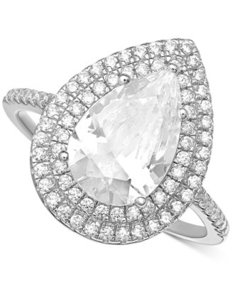 Giani Bernini Cubic Zirconia Pear Double Halo Statement Ring in Sterling Silver, Created for ...