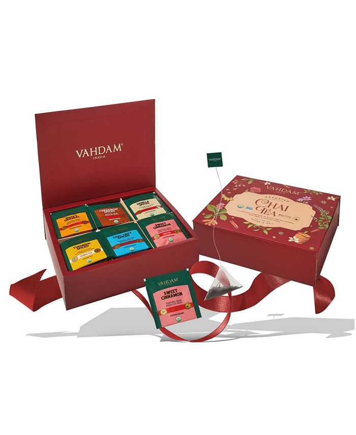 Vahdam Teas Chai Tea Variety Sampler Gift Set, 60 Long Leaf Pyramid Tea ...