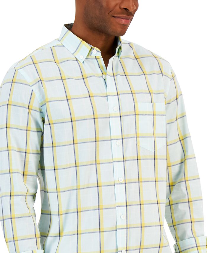 Club Room Men's Cresta Plaid Woven Long-Sleeve Single Pocket Shirt ...