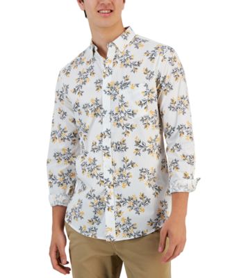 Club Room Men's Ditzy Trip Poplin Long-Sleeve Button-Down Shirt ...