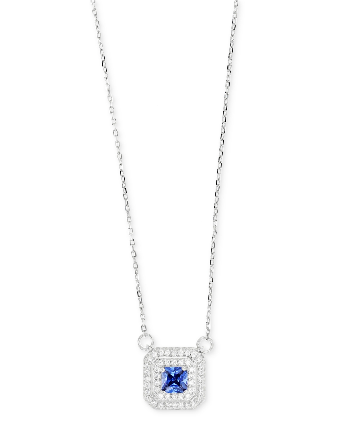 Click here for Cubic Zirconia Square Halo 18 Pendant Necklace in... prices