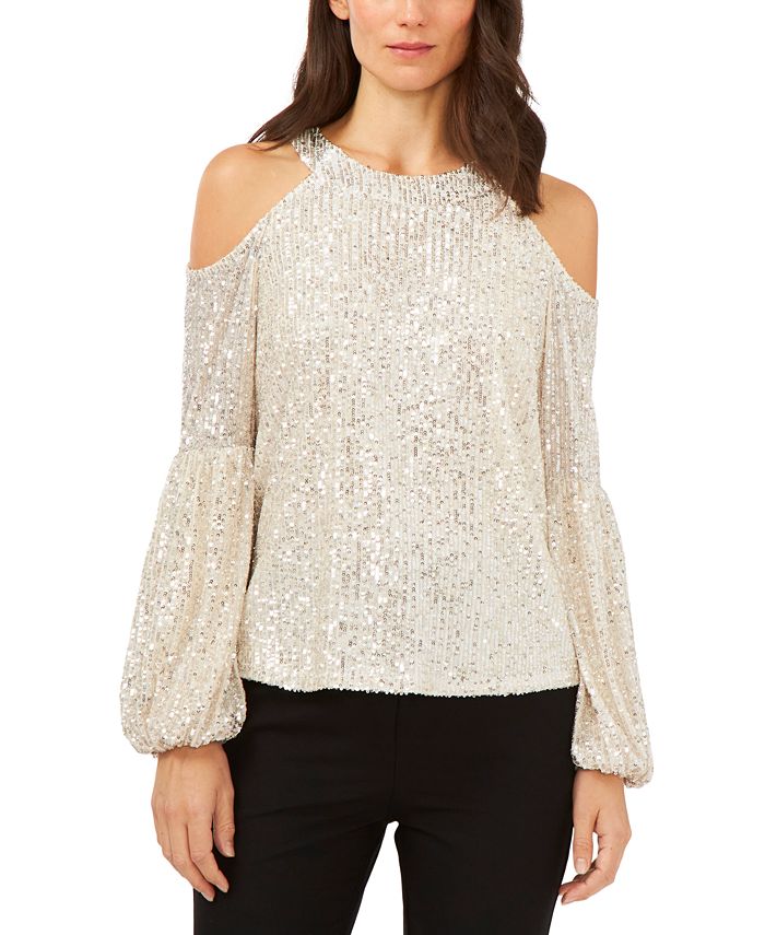 MSK One-Shoulder Sequined Top - Macy's