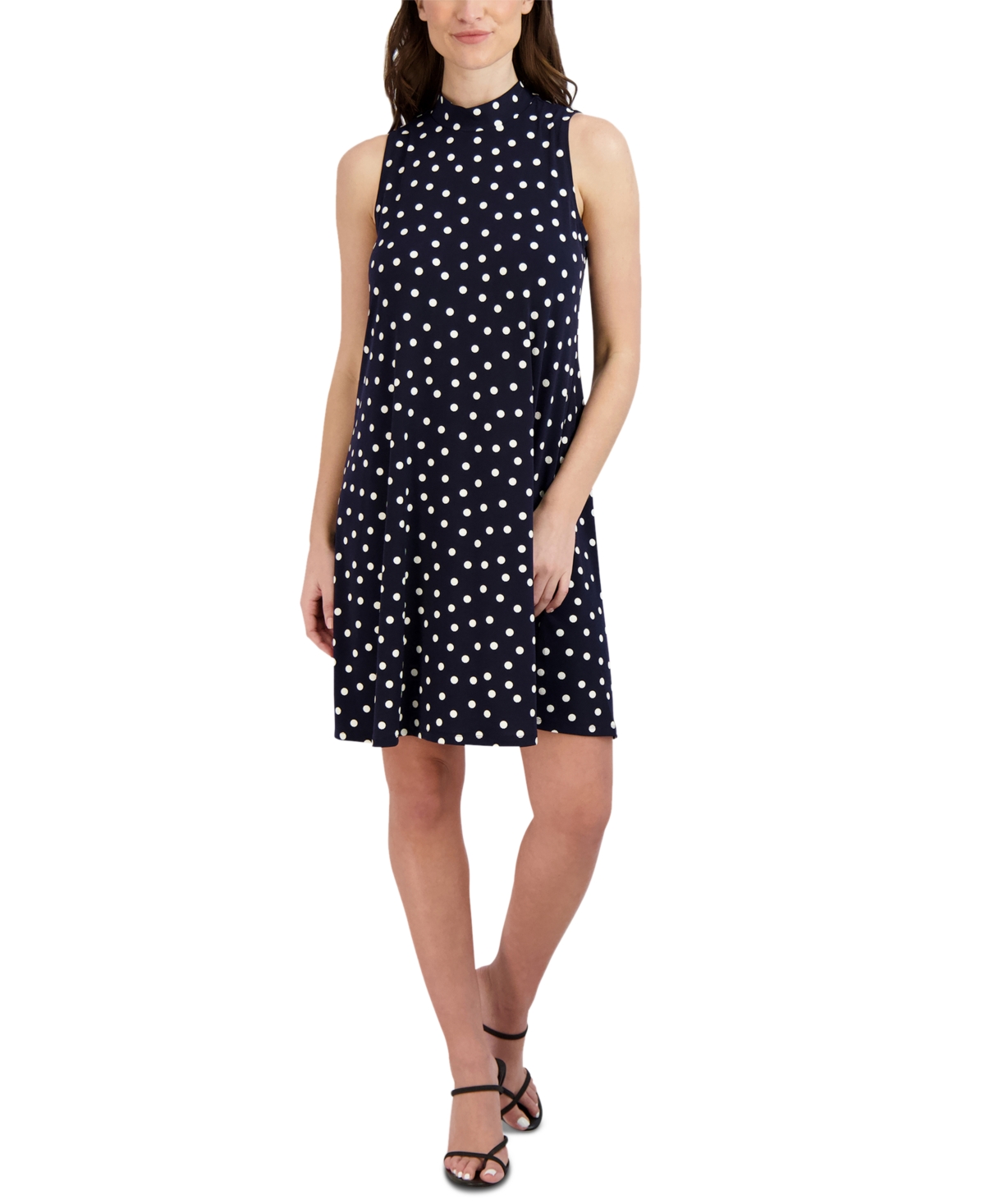 Click here for Robbie Bee Petite Bow-Back Trapeze Dress - Navy/wh... prices