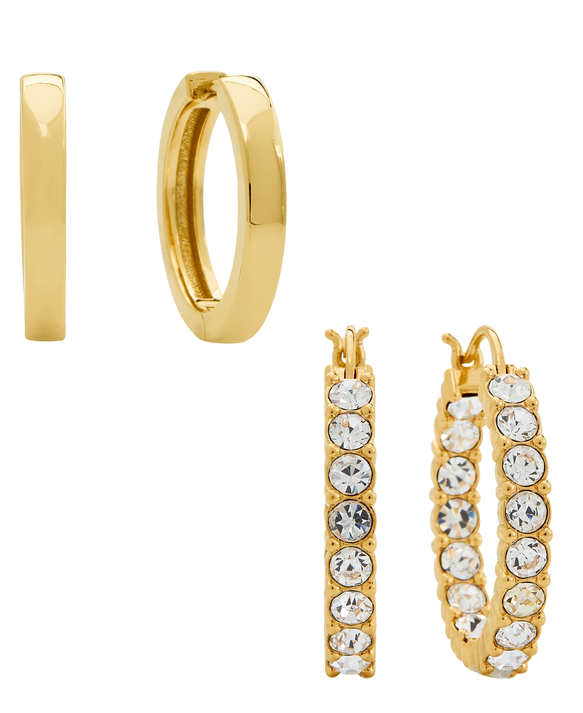 Click here for Womens Crystal Hoop Earrings Set  4 Pieces - Gold... prices