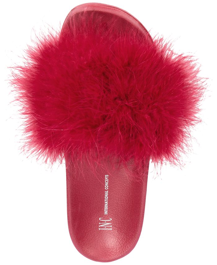 INC International Concepts Women's Marabou Pool Slides, Created for ...