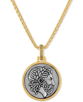 Esquire Men's Jewelry Two-Tone Zeus Amulet 24" Pendant Necklace in ...
