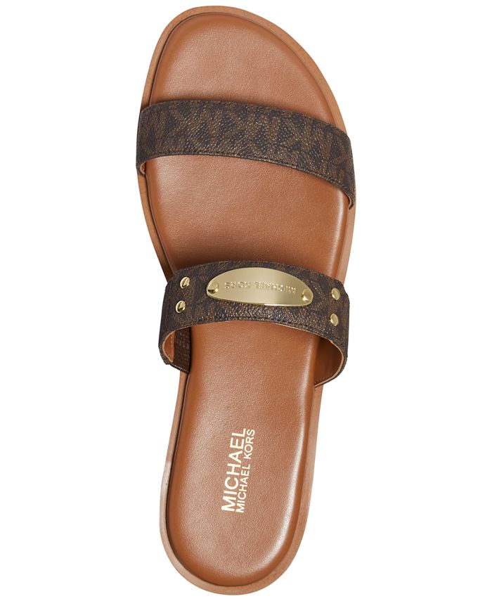 Michael Kors Women's MK Plate Slide Sandals & Reviews - Sandals - Shoes ...