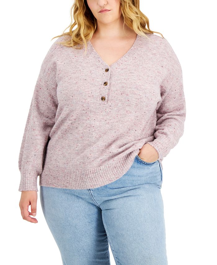 Style & Co Plus Size Henley Sweater, Created for Macy's & Reviews ...