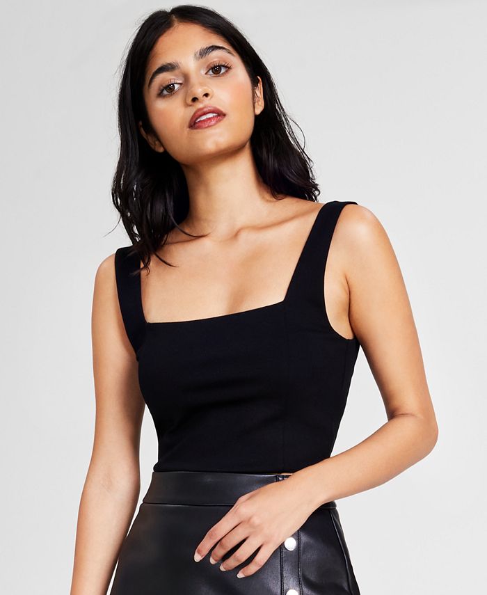 Bar III Women’s Cropped Square-Neck Tank Top, Created for Macy’s ...