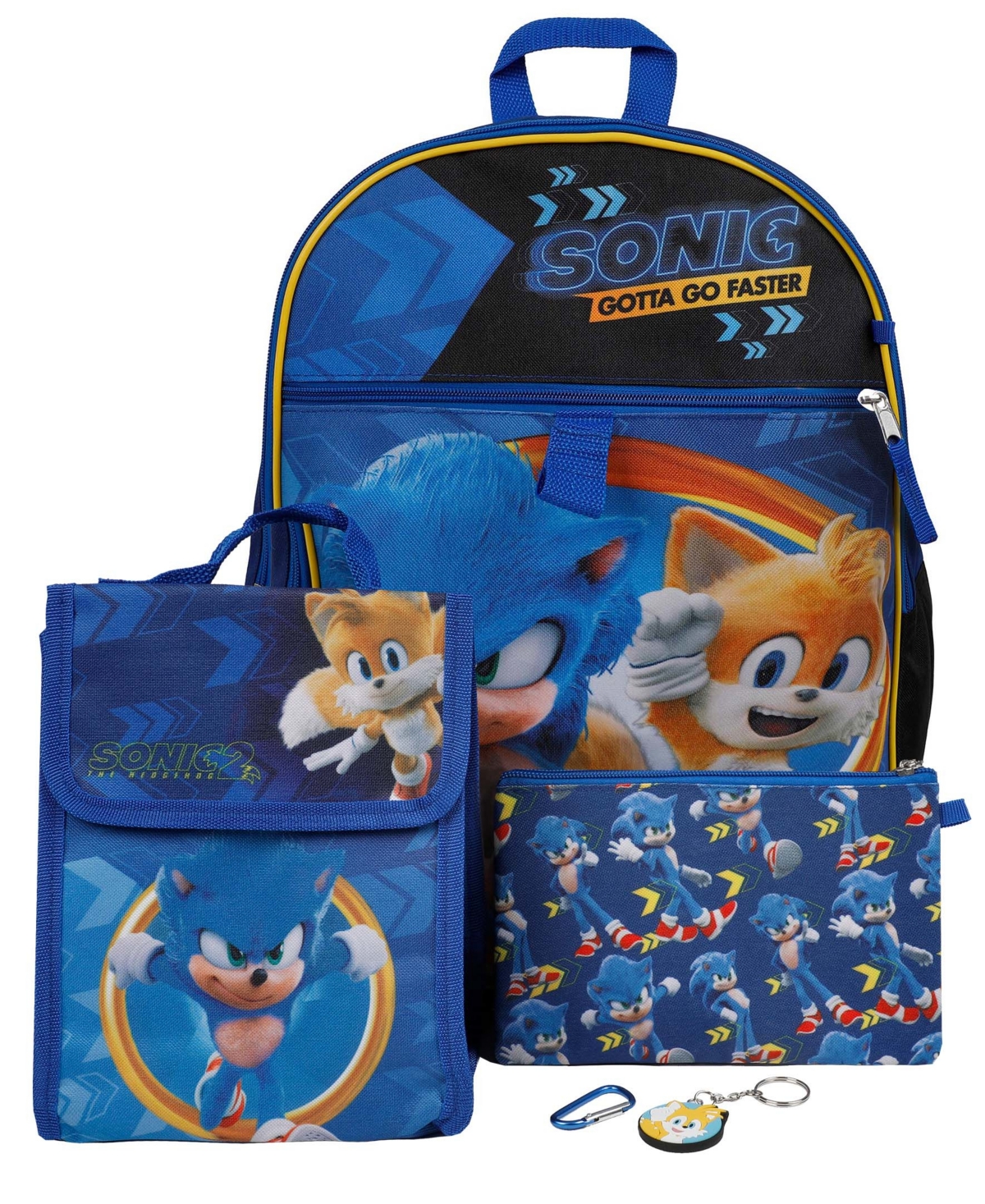 Bioworld Sonic Movie Backpack, 5 Piece Set In Blue | ModeSens