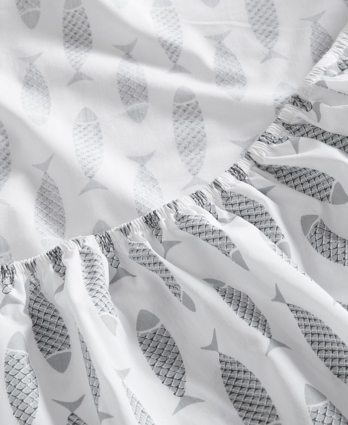 Nautica Woodblock Fish Cotton Percale 4-Piece Sheet Set, Full - Macy's